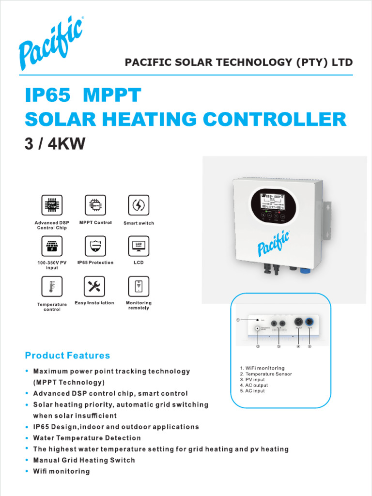 Pacific IP65 MPPT Solar Heating Controller 3-4K | PDF
