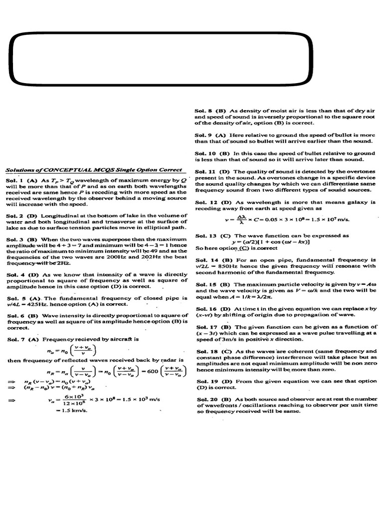 Waves Practice Question Level 2 Solution Pdf Waves Amplitude