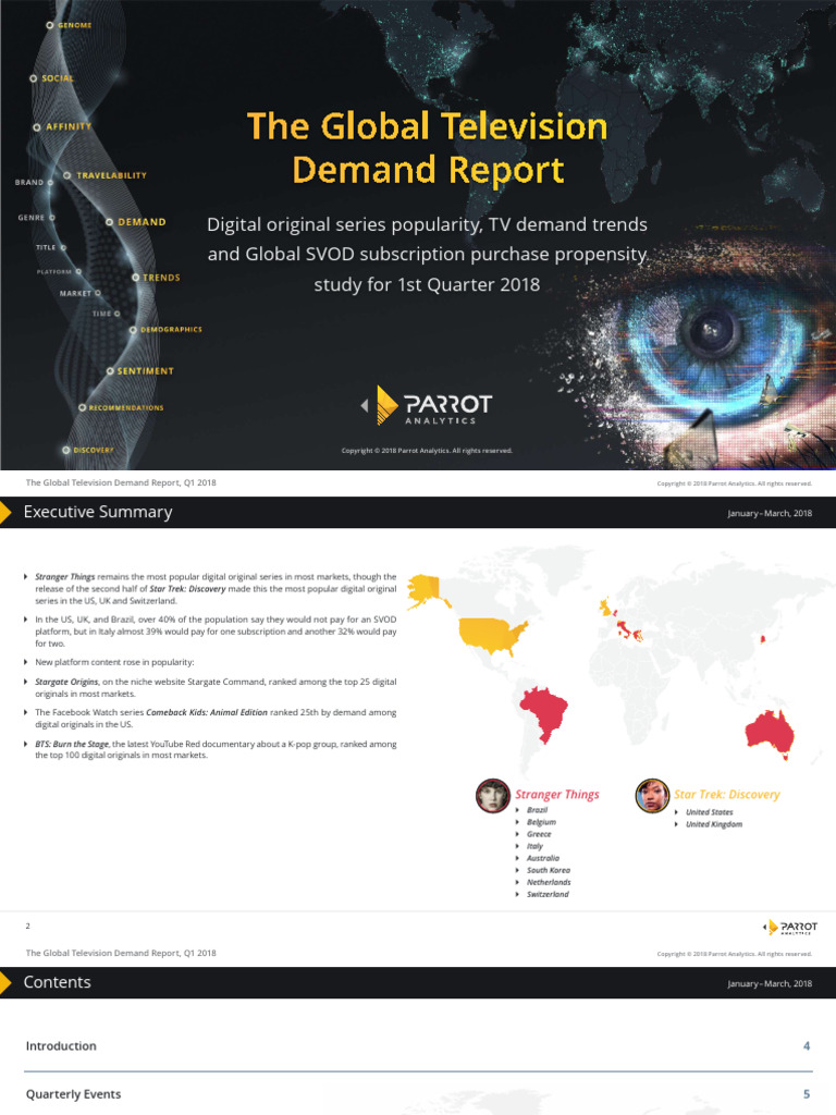 Parrot Analytics - The Global TV Demand Report Q1 2018 | PDF | Video On Demand | Netflix