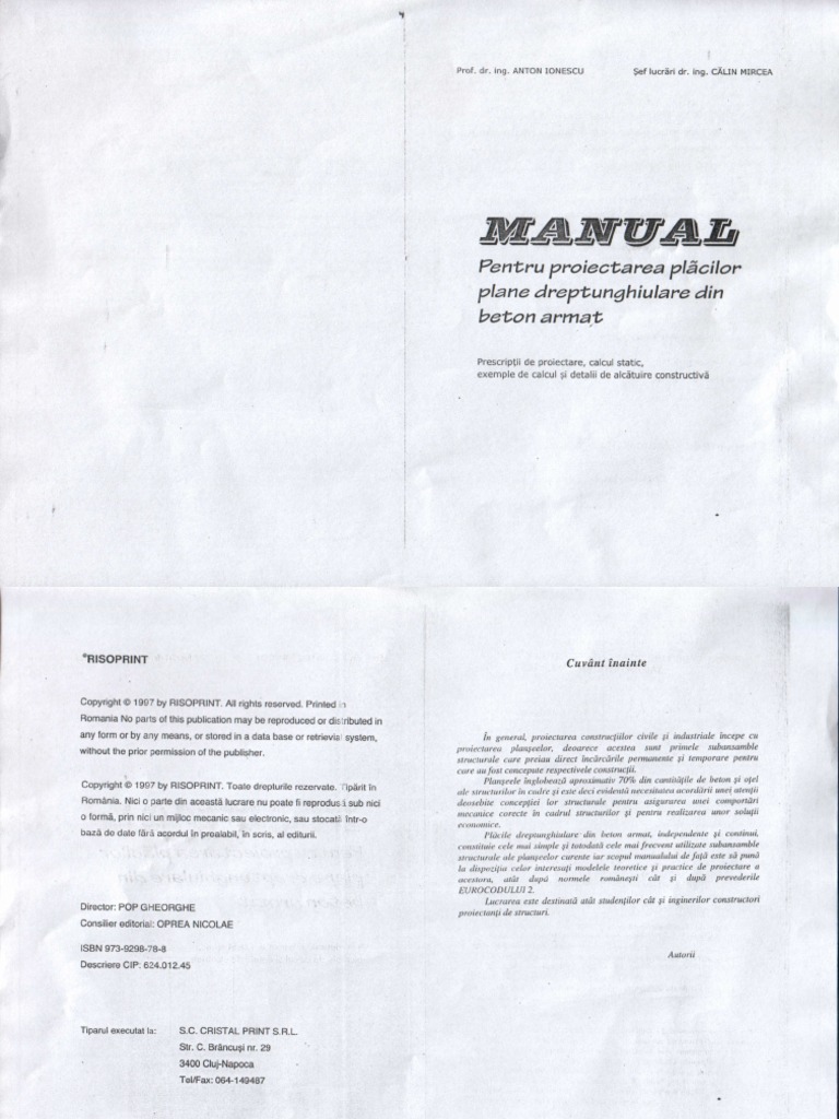 Manual Pentru Proiectarea Placilor - Anton Ionescu | PDF