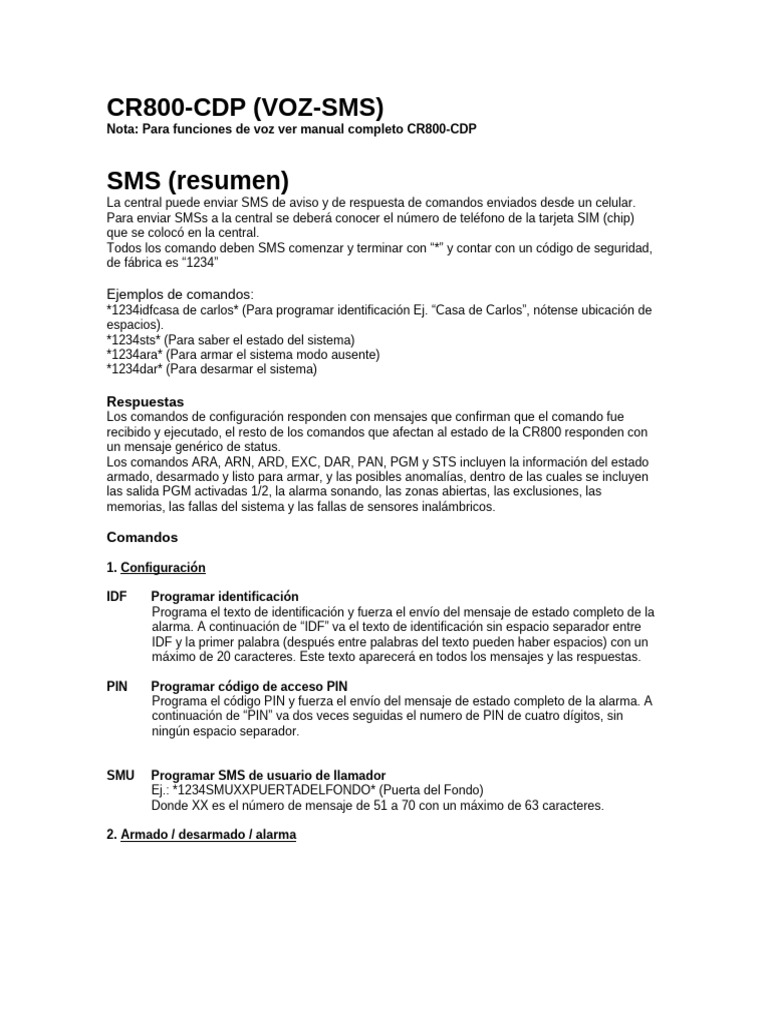 Alarma SMS - INSTRUCTIVO - PARTICULARES | PDF | Ingeniería Informática ...