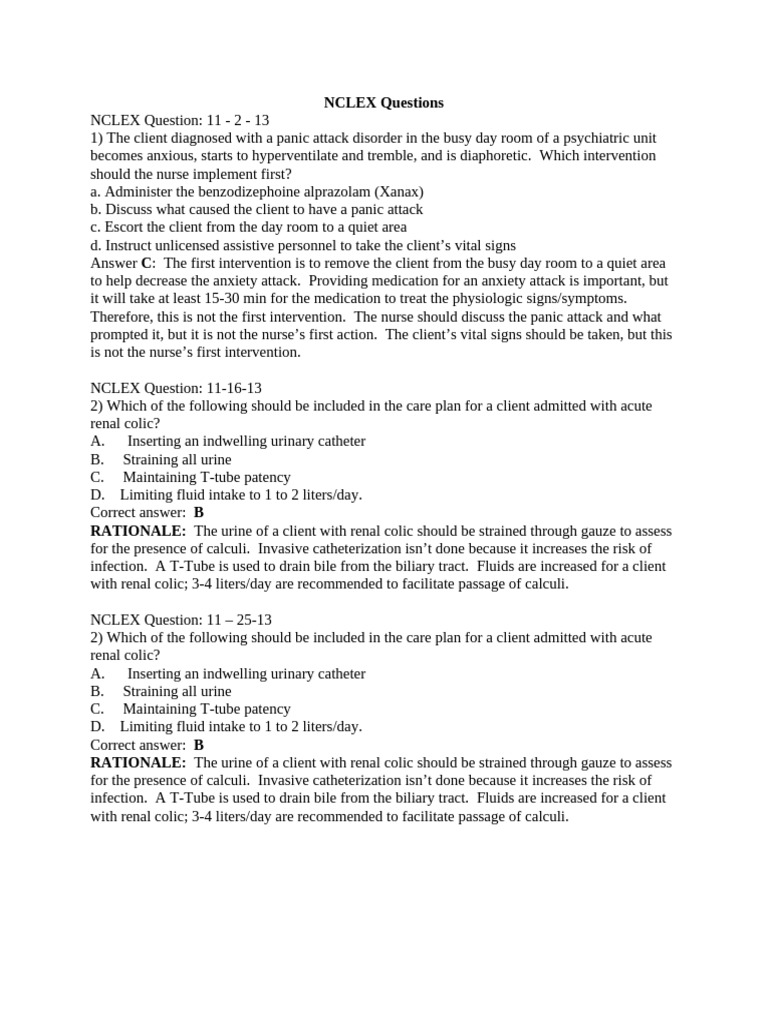 Nclex Nclex Questions | PDF | National Council Licensure Examination ...