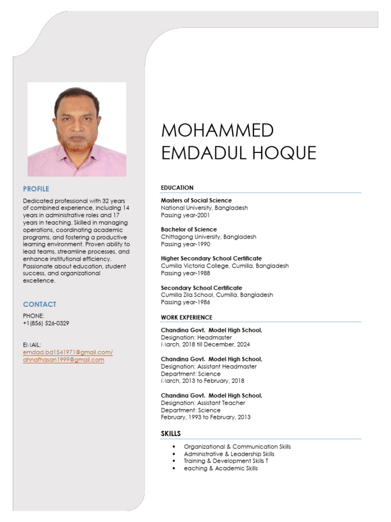 CV of Emdadul Hoque | PDF