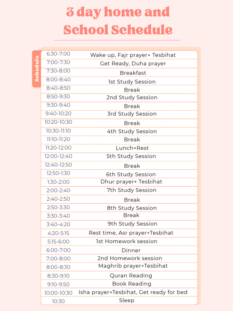 3 Day Home and School Schedule | PDF