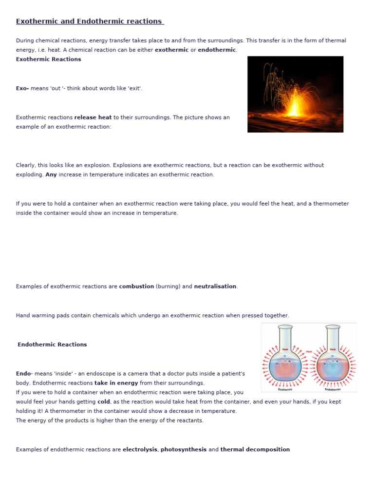 Exothermic and Endothermic Reactions | PDF