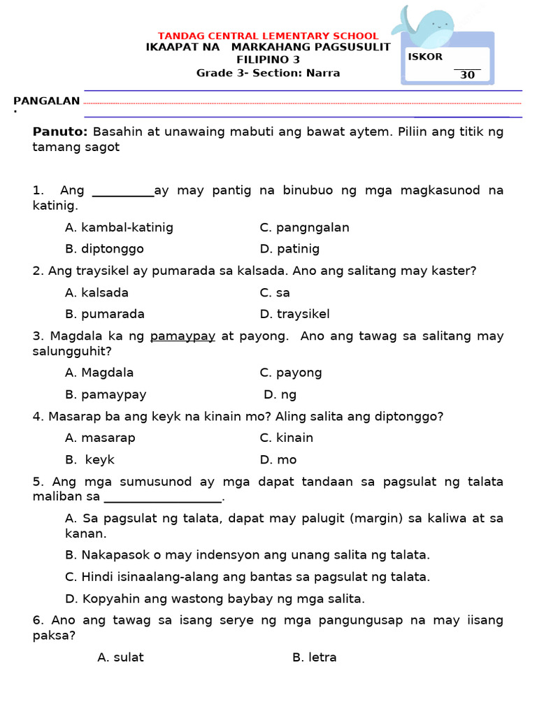 Q4 PT Filipino 3 With Tos and Ak | PDF