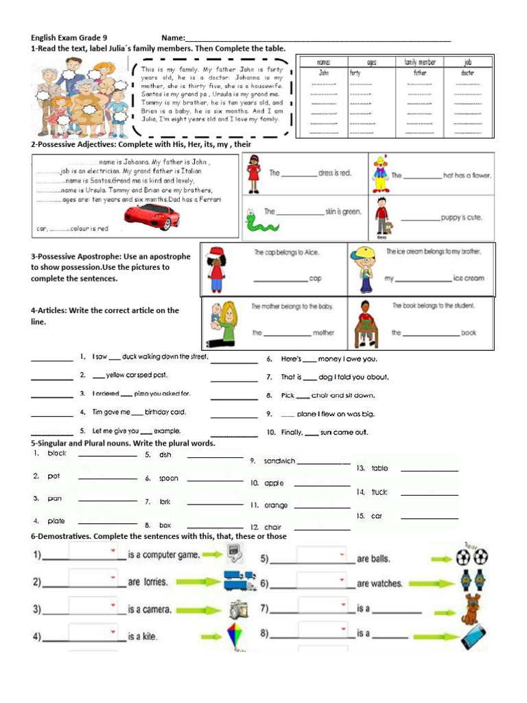 English Exam Grade 9 | PDF