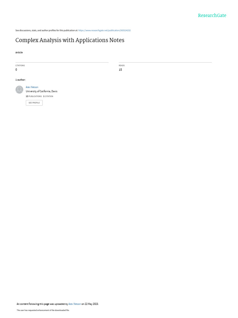 Applied Complex Analysis | PDF | Function (Mathematics) | Complex Analysis