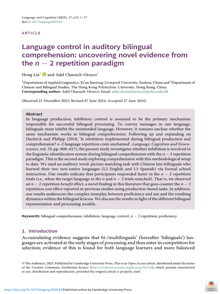 language control in auditory bilingual comprehension uncovering novel ...