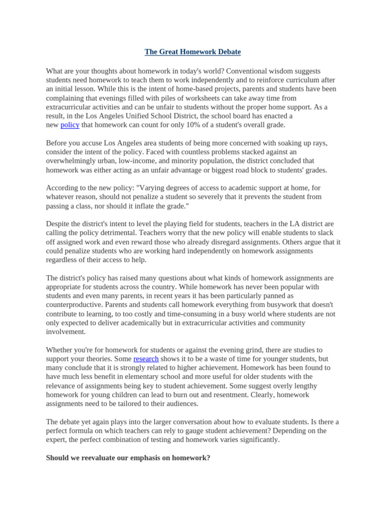 The_Great_Homework_Debate | PDF | Homework | Behavior Modification