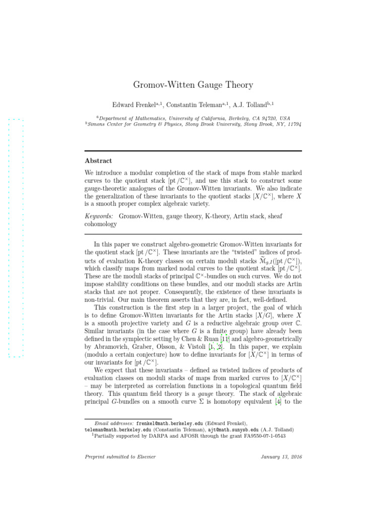 Gromov-Witten Gauge Theory | PDF | Algebraic Geometry | Abstract Algebra