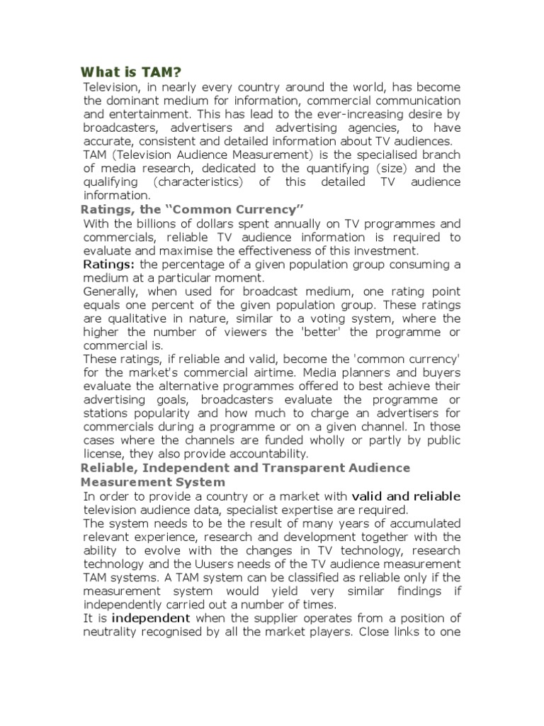 What Is TAM | PDF | Audience Measurement | Television