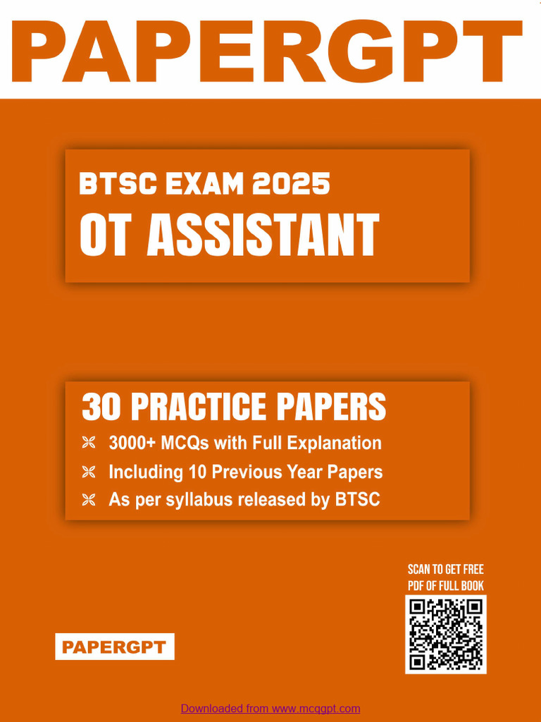 BTSC OT Assistant 30 Sets Book 2025 | PDF | Common Carotid Artery | Bacteria