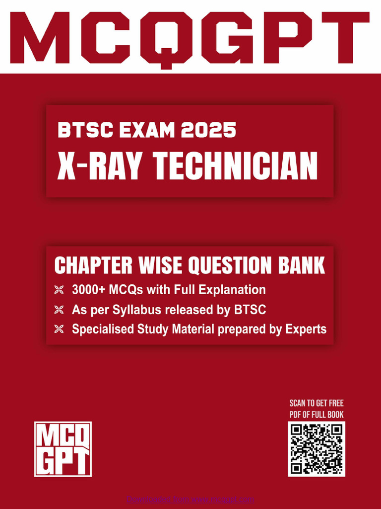 BTSC X-Ray Technician QB Book 2025 | PDF | Bone | Epithelium