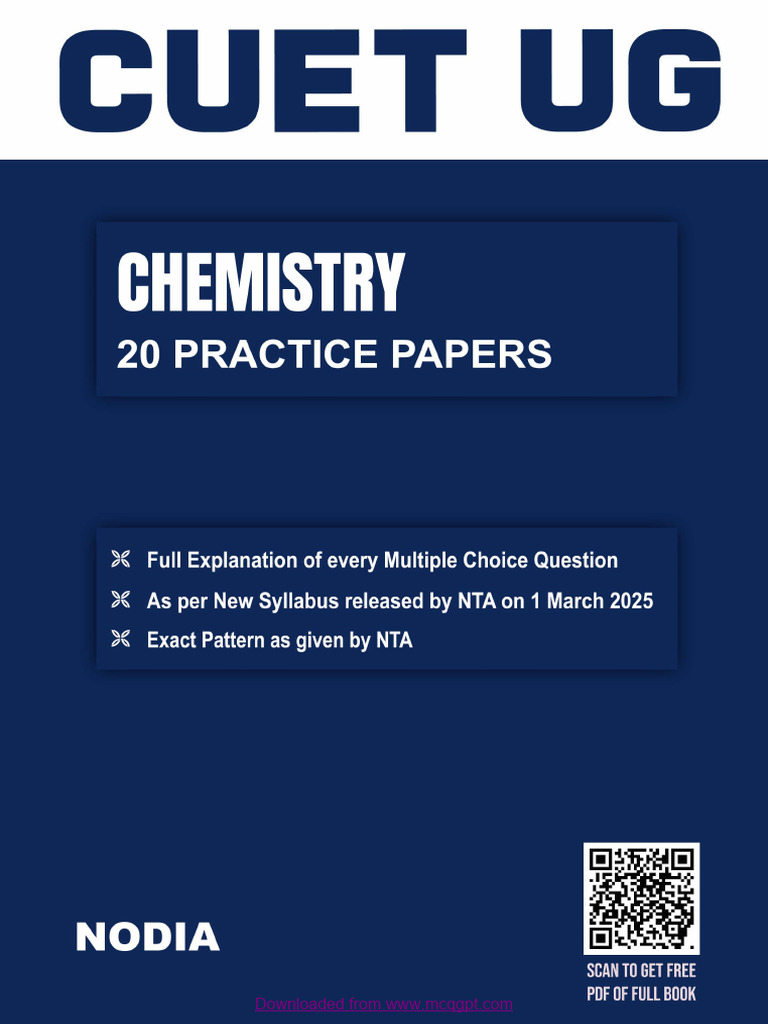 CUET UG Chemistry 20 Sets Book 2025 | PDF | Coordination Complex | Electrochemistry
