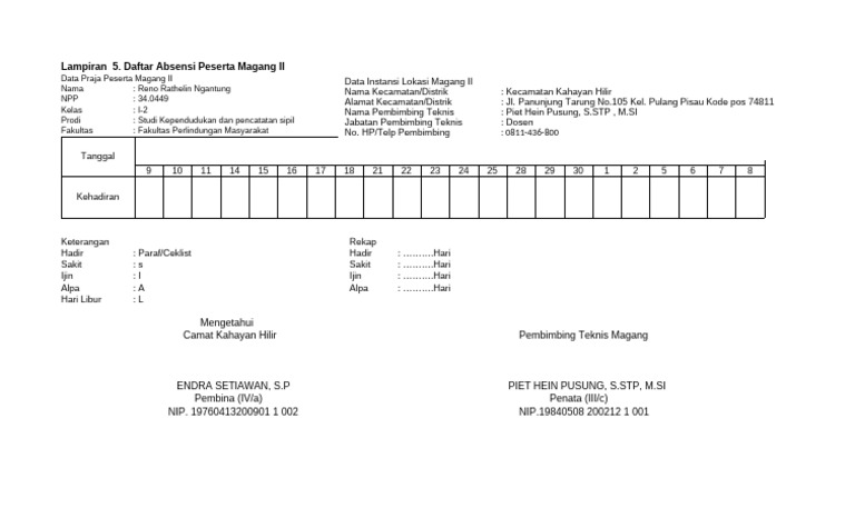 Lampiran 5. Absensi Magang | PDF