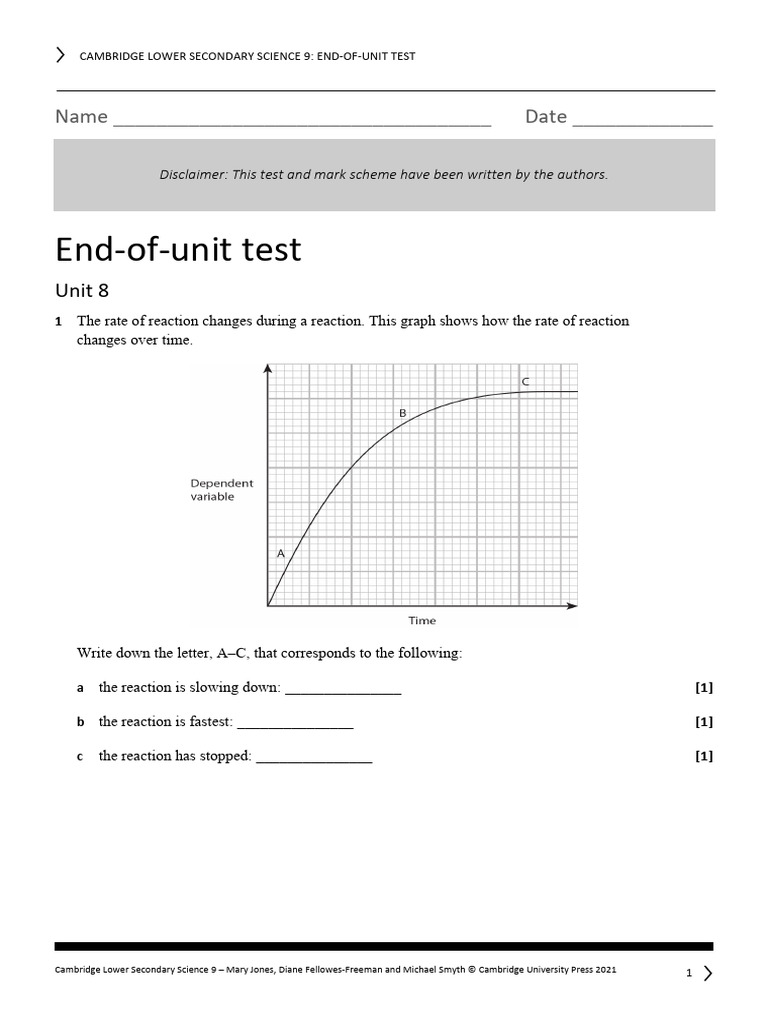 Unit 8 Chemistry Review Test | PDF | Reaction Rate | Chemical Reactions