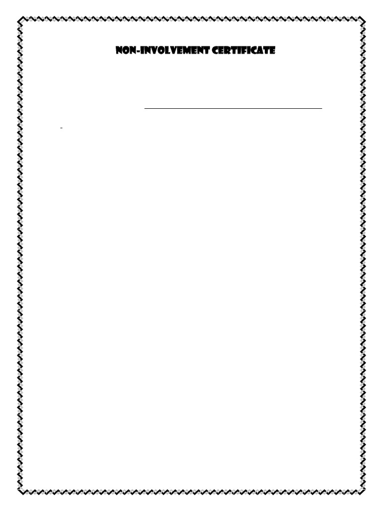 Non Involvement Certificate | PDF