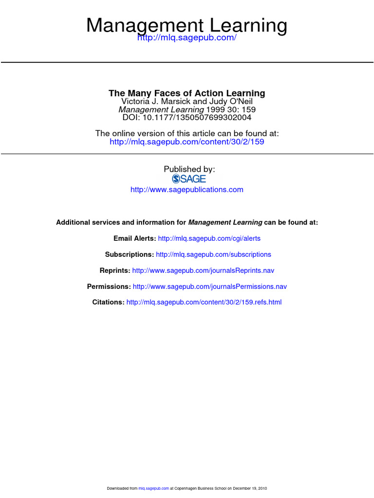 The Many Faces of Action Learning | PDF | Critical Thinking | Learning