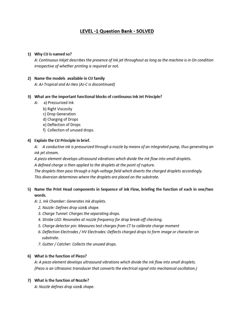 Level-1 Question Bank SOLVED 01092018 | PDF | Viscosity | Piezoelectricity