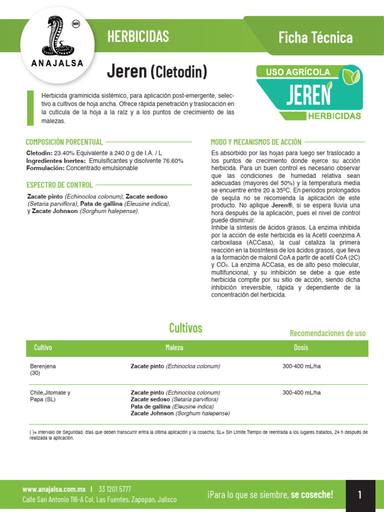 Anajalsa Herbicidas Jeren | PDF | Inhibidor de la enzima | Enzima