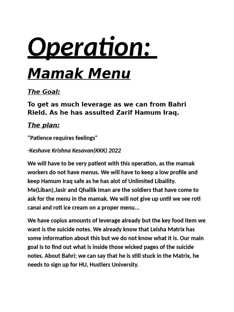 Mamak Menu | PDF