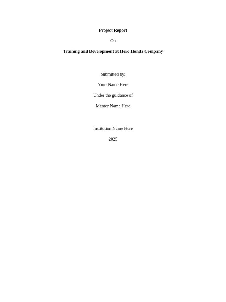 Hero Honda Training Development Report | PDF | Mentorship | Learning