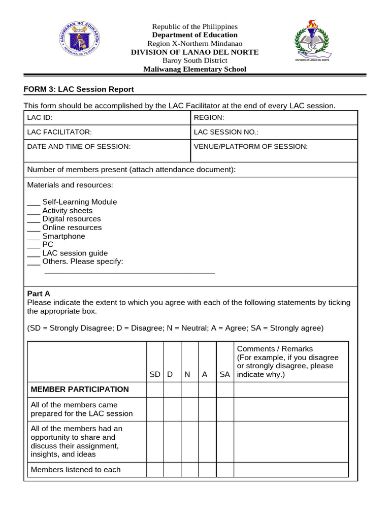 LAC Session Report Template for Schools | PDF | Teachers | Behavior ...