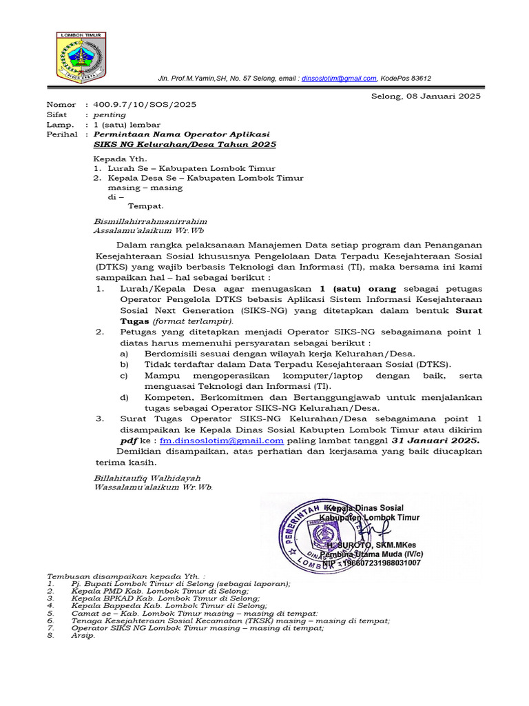 Usulan Operator Siks NG 2025 | PDF