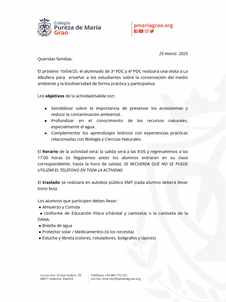 Circular salida Albufera PDC 24.25.docx | PDF
