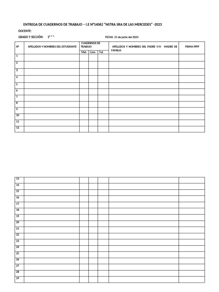 Entrega de Cuadernos de Trabajo Aula | PDF