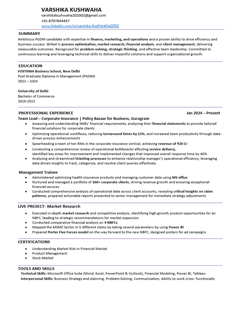 Varshika Kushwaha (Resume) | PDF | Strategic Management | Economies