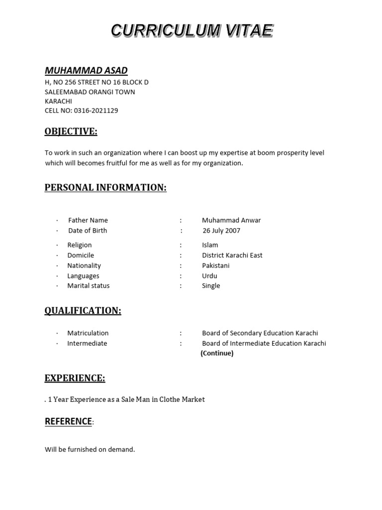 asad cv | PDF