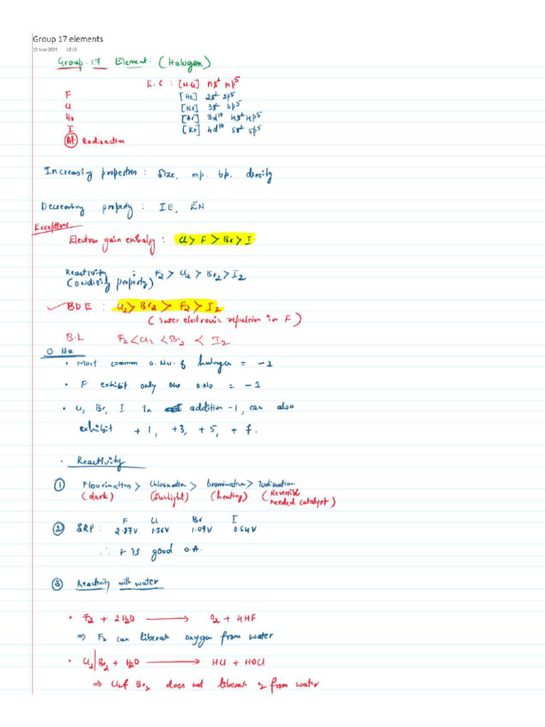 Group 17 Elements | PDF