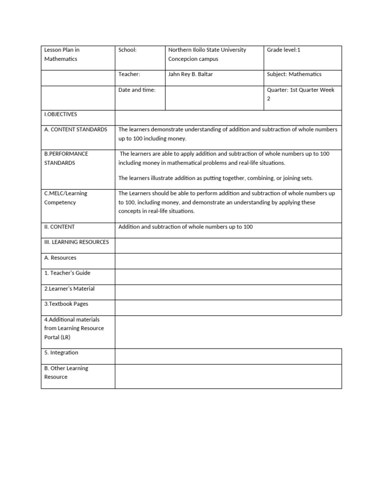 Lesson Plan in-WPS Office | PDF
