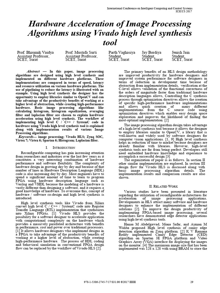 Vaidya-2017-Hardware-acceleration-of-image-proc | PDF | Hardware Description Language | Field ...