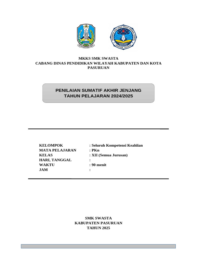 Soal & Kunci Jawaban PSAJ - PKN - 2025 | PDF