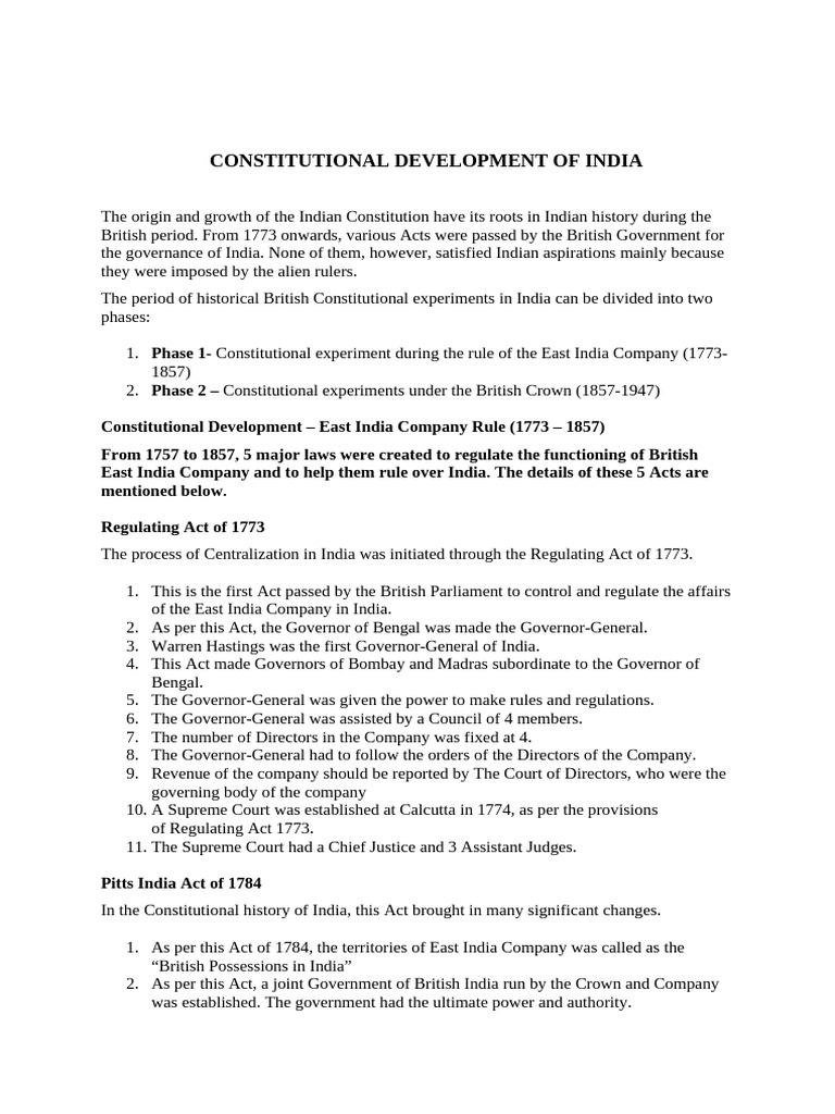 India's Constitutional Development History | PDF | British Raj | Governance
