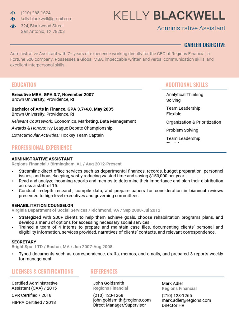 Trendy Resume Template Coral Pink | PDF | Résumé