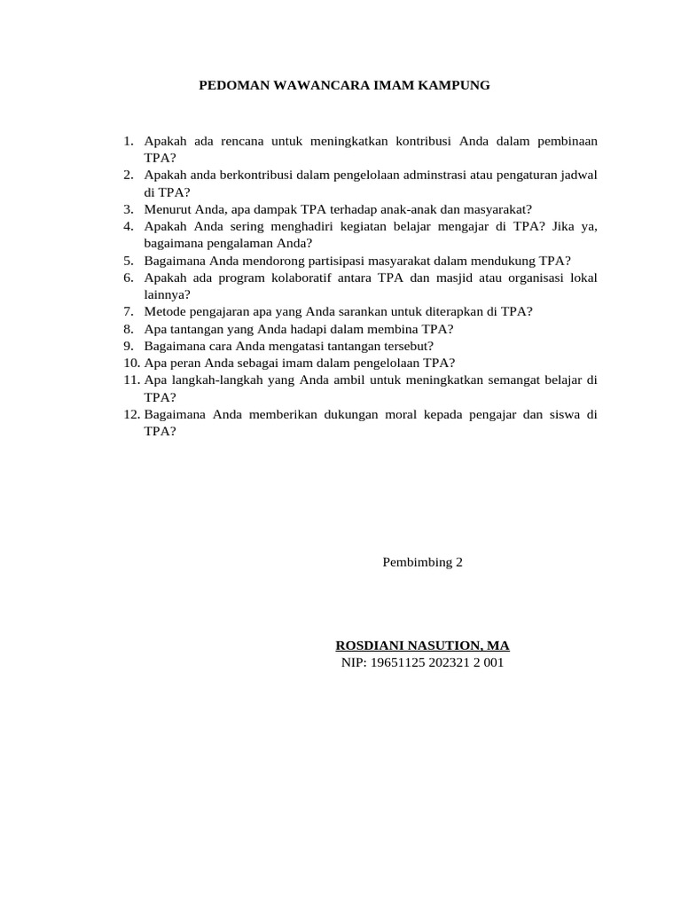 Pedoman Wawancara, Observasi Dan Dokumentasi Terbaru | PDF