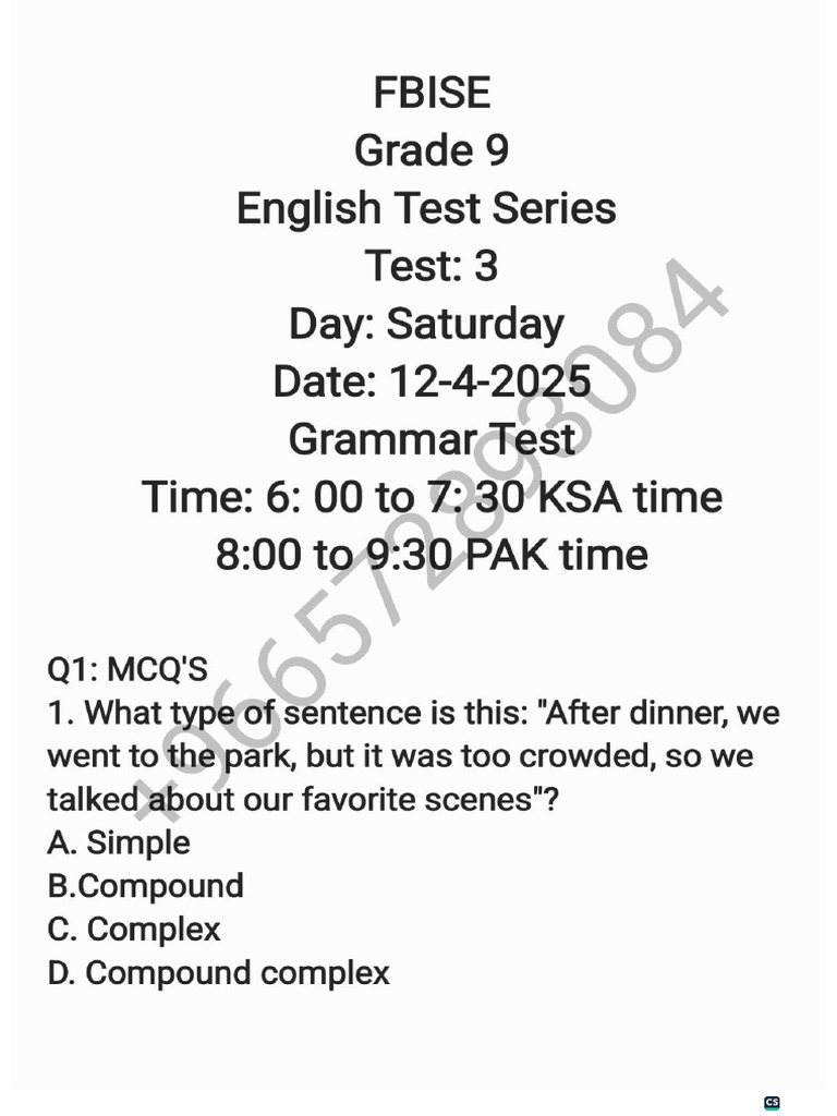 English Grade 9 Test#3 - 250412 - 180218 | PDF