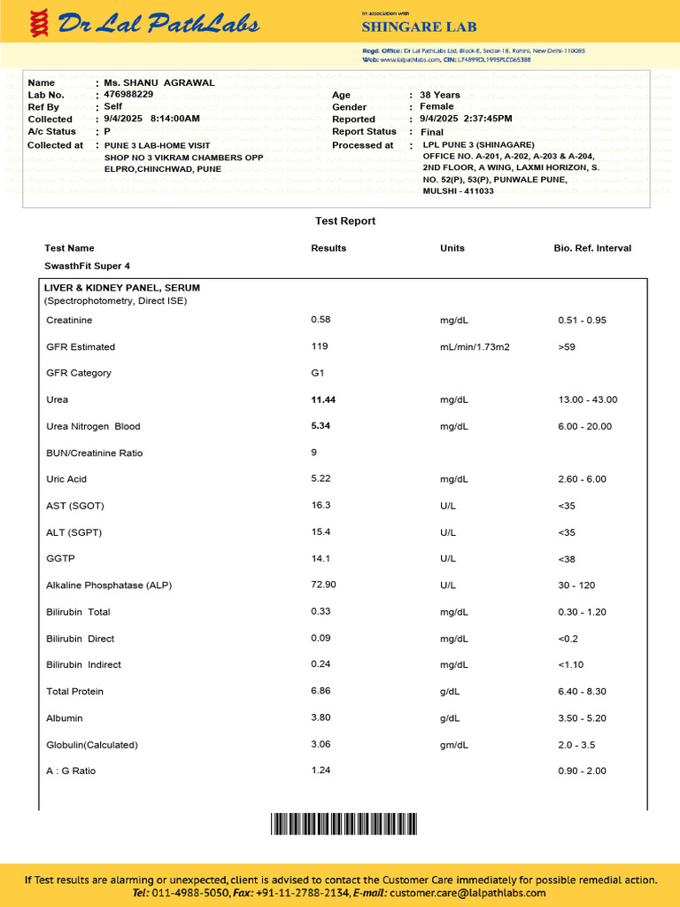 476988229_Report_F2025-04-09T14_50_30.973 | PDF | Creatinine | Medical Specialties