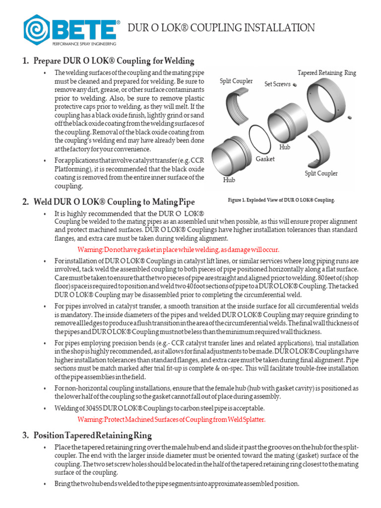 DUR O LOK® Coupling Installation Guide | PDF | Pipe (Fluid Conveyance ...