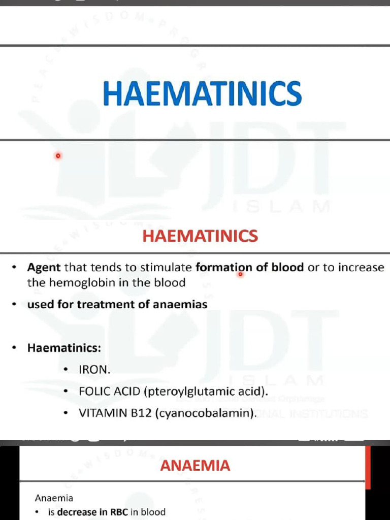 Sem-5 Hematinics (Iron, Vit b12, Folic Acid) | PDF