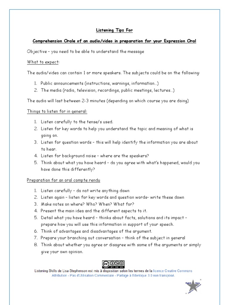 Effective Listening Tips for Oral Comprehension | PDF | Career & Growth ...