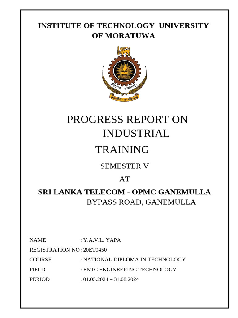 SLT Industrial Training Progress Report | PDF | Internet Access ...