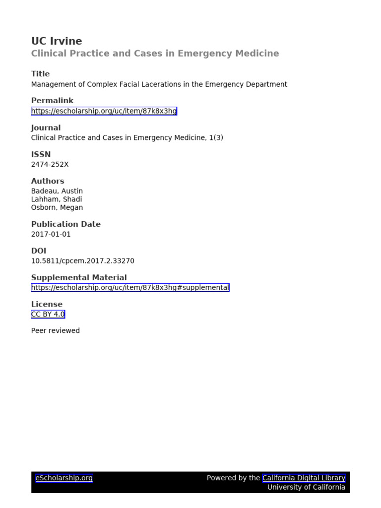 Management_of_Complex_Facial_Lacerations_in_the_Em | PDF | Wound ...
