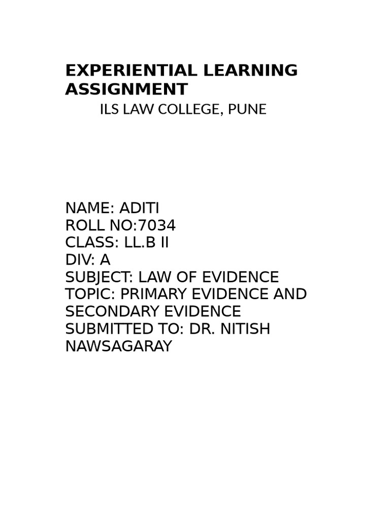 Primary Evidence and Secondary Evidence 7034 | PDF | Lawsuit | Judgment ...