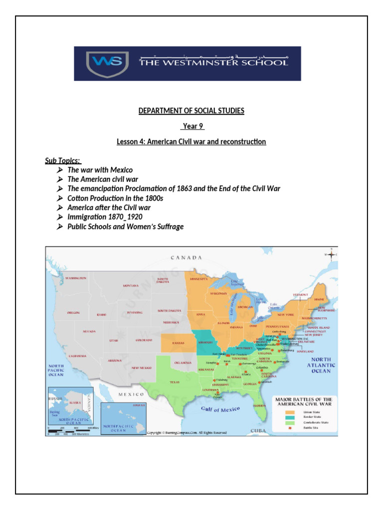 Yr - 9 - American Civil War and Reconstruction - Answer Key | PDF ...