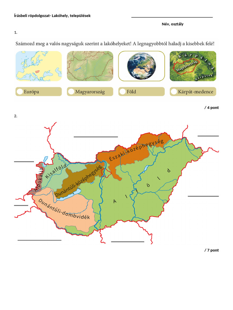 Röpdolgozat Környezet 1-2. Anyag | PDF